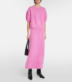 LISA YANG Asta High-rise Cashmere Midi Skirt - Pink