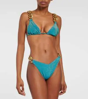 SAME Gold Chain Triangle Bikini Top
