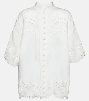 Zimmermann Junie Broderie Anglaise Linen Blouse