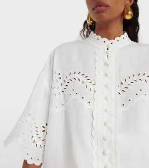 Zimmermann Junie Broderie Anglaise Linen Blouse