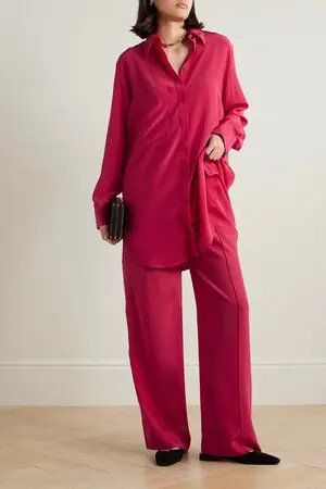 ESSE STUDIOS Classico Silk Crepe De Chine Wide-leg Pants