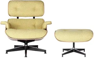 HERMAN MILLER® Herman Miller® Green Leather Eames Lounge Chair & Ottoman - Checker V1201