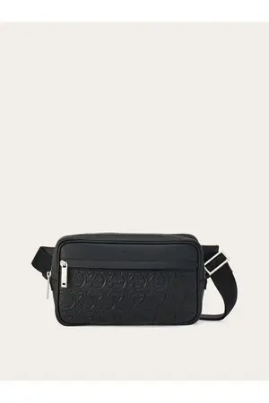 FERRAGAMO Embossed Gancini Belt Bag - Black