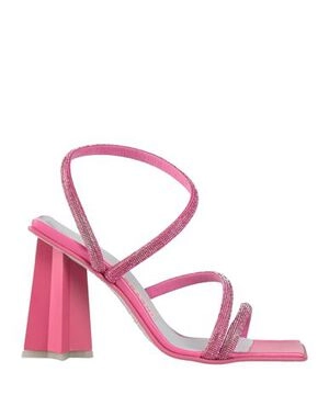 CHIARA FERRAGNI CHIARA FERRAGNI Embellished Square Toe Sculptural Heel Sandals Fuchsia