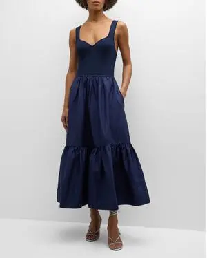 Tanya Taylor Josephina Sleeveless Midi Dress - Maritime Blue