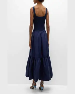 Tanya Taylor Josephina Sleeveless Midi Dress - Maritime Blue
