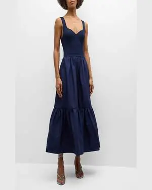 Tanya Taylor Josephina Sleeveless Midi Dress - Maritime Blue