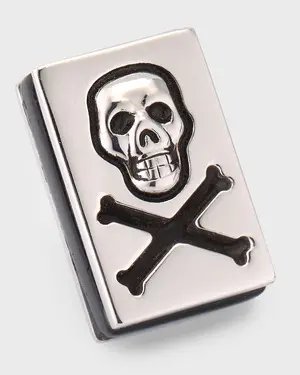 JAN LESLIE Skull And Crossbones Lapel Pin - Sterling Silver