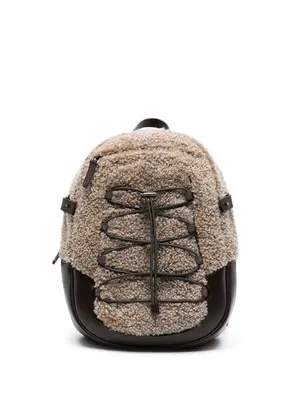 Brunello Cucinelli Shearling-trim Leather Backpack