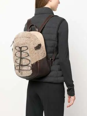 Brunello Cucinelli Shearling-trim Leather Backpack