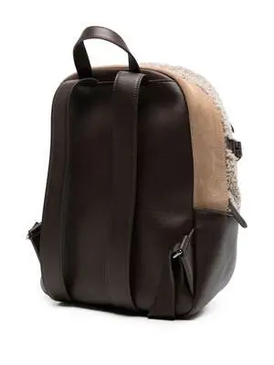 Brunello Cucinelli Shearling-trim Leather Backpack