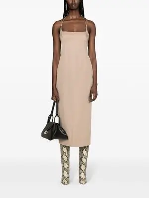 Attico Panelled Virgin-wool Dress - Neutrals