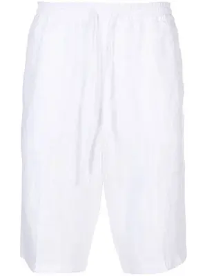 120% Lino Mid-rise Linen Bermuda Shorts - White