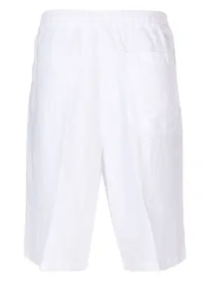 120% Lino Mid-rise Linen Bermuda Shorts - White