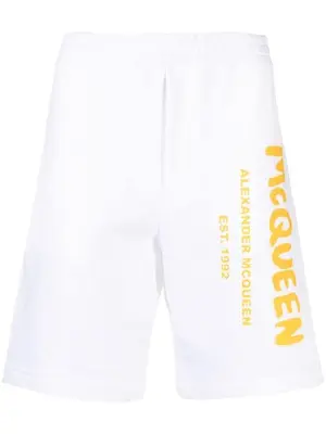 Alexander McQueen Logo-print Cotton Shorts - White