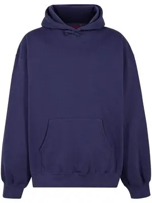 Supreme Washed Navy Hoodie With Satin Appliqu - Blue