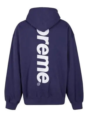 Supreme Washed Navy Hoodie With Satin Appliqu - Blue