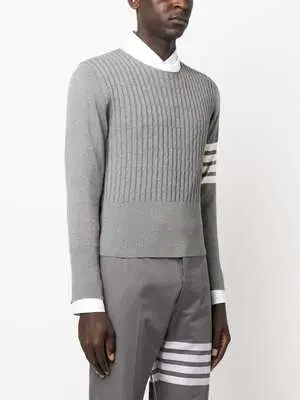 Thom Browne 4-bar Cable-knit Sweatshirt - Grey