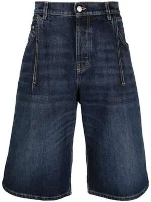 Alexander McQueen Leather-logo-patch Denim Shorts