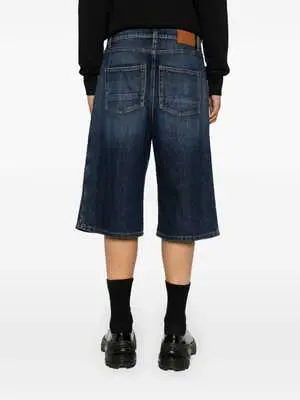 Alexander McQueen Leather-logo-patch Denim Shorts
