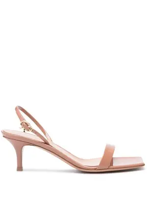 GIANVITO ROSSI Ribbon 65mm Leather Sandals - Neutrals