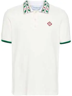 Casablanca Laurel Organic Cotton Polo Shirt - White | Editorialist