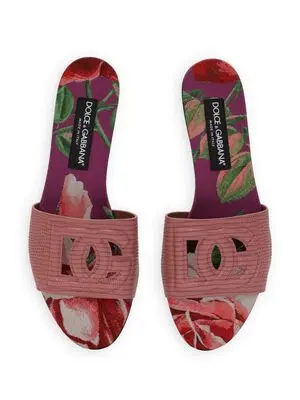 Dolce & Gabbana Dg Lizard-effect Leather Slides