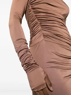 Helmut Lang Off-shoulder Draped Maxi Dress - Brown