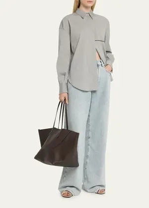 Brunello Cucinelli Bc Duo Geometric Monili Leather Tote Bag - Dark Brown