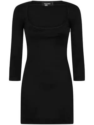 Dsquared2 Round-neck Stretch Minidress - Black