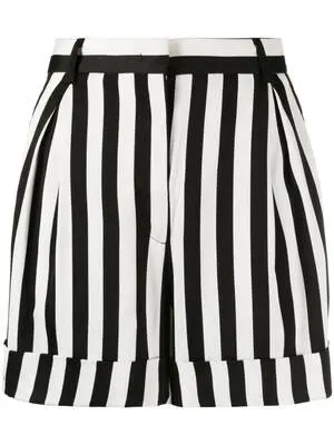 Moschino Striped Wide-leg Satin Shorts - Black