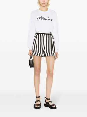 Moschino Striped Wide-leg Satin Shorts