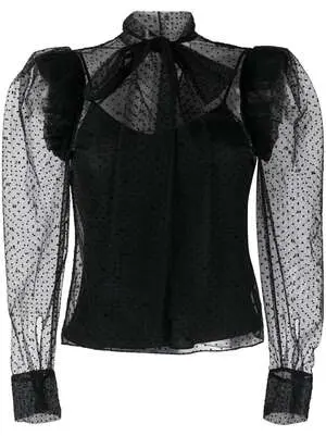 Karl Lagerfeld Mesh Ruffle Blouse