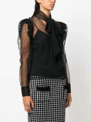 Karl Lagerfeld Mesh Ruffle Blouse