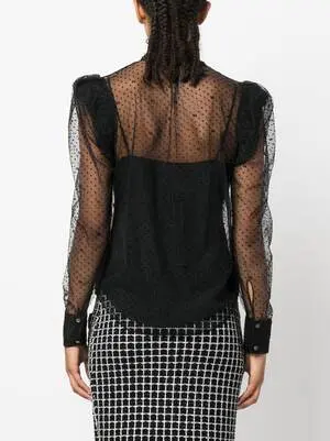 Karl Lagerfeld Mesh Ruffle Blouse