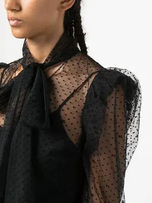 Karl Lagerfeld Mesh Ruffle Blouse