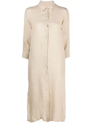 120% Lino Linen Maxi Shirt Dress