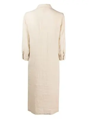 120% Lino Linen Maxi Shirt Dress