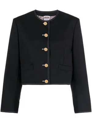 Thom Browne Rwb-detail Wool Cropped Jacket