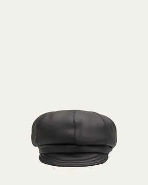 GUSHLOW AND COLE Merino Wool & Leather Carnaby Cap