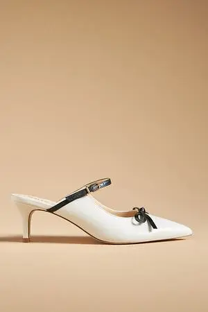 Maeve Bow Kitten-heel Mules - White