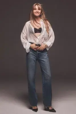 PISTOLA Cassie Sparkle High-rise Straight-leg Jeans
