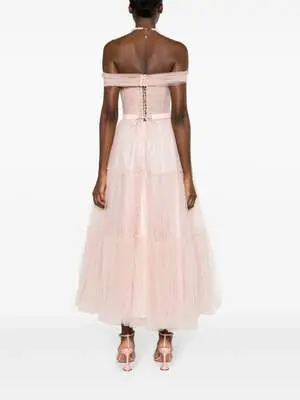 ANA RADU Off-shoulder Fluted Maxi Dress - Pink