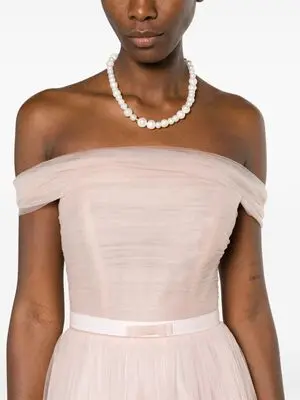 ANA RADU Off-shoulder Fluted Maxi Dress - Pink
