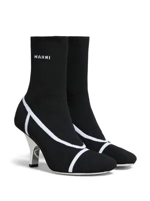 Marni Logo Intarsia Knit Ankle Boots