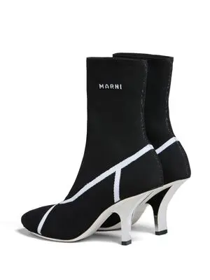 Marni Logo Intarsia Knit Ankle Boots