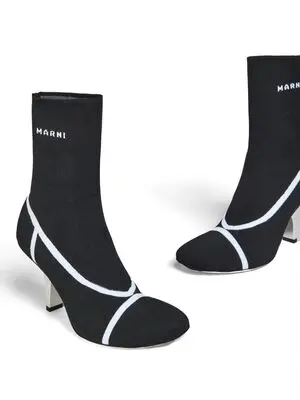Marni Logo Intarsia Knit Ankle Boots