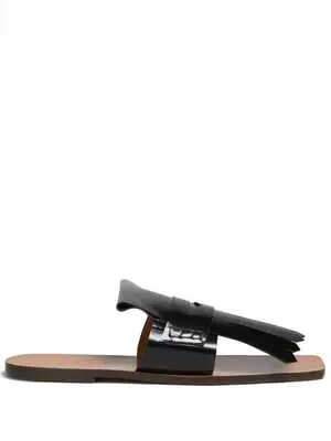 Marni Fringed Leather Flat Sandals