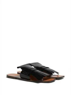 Marni Fringed Leather Flat Sandals
