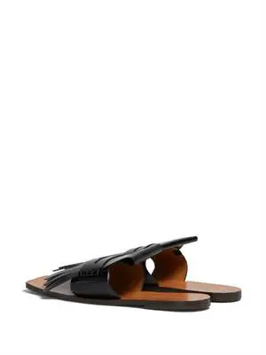 Marni Fringed Leather Flat Sandals